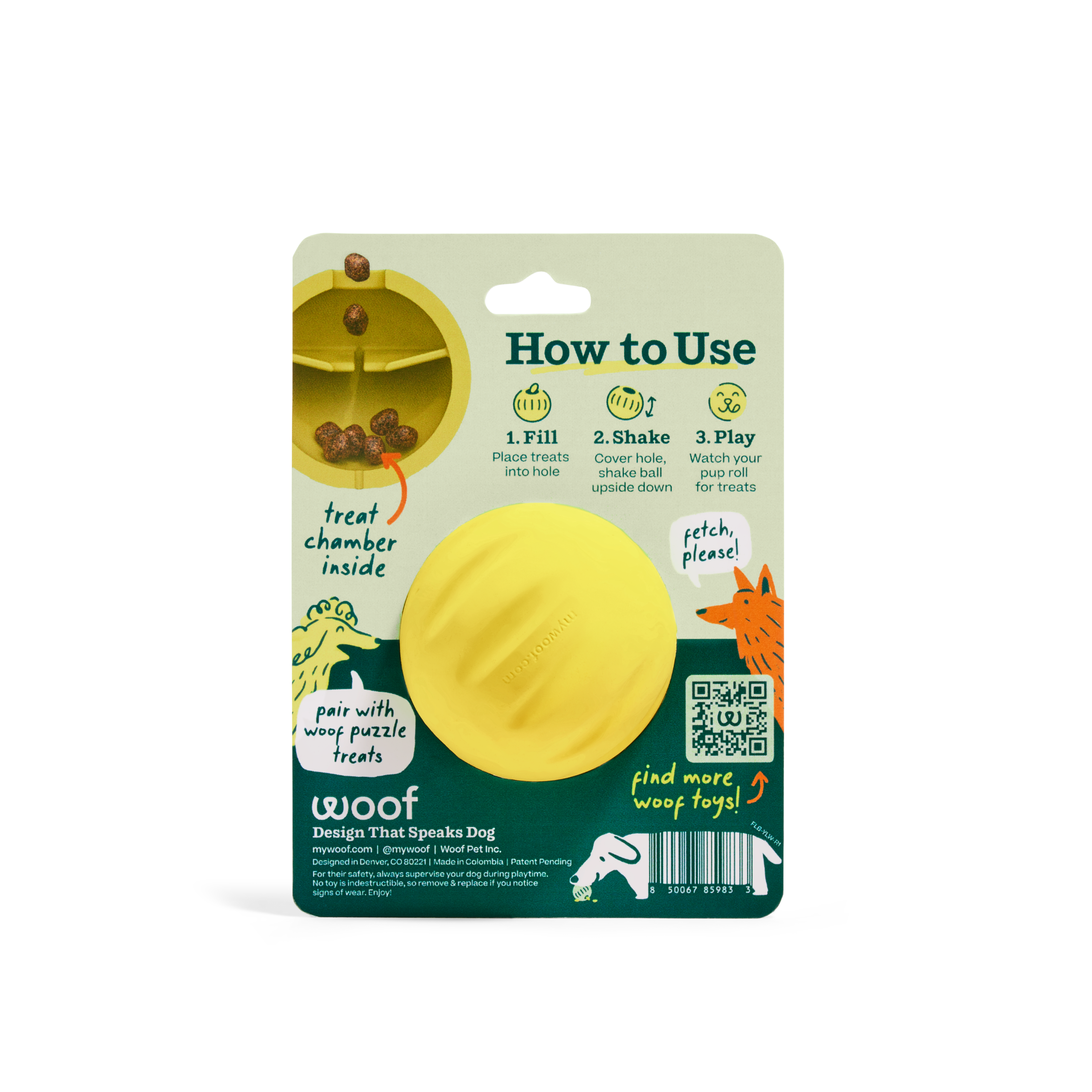 Woof Forager Flyball - Yellow – The Modern Dog Company Store