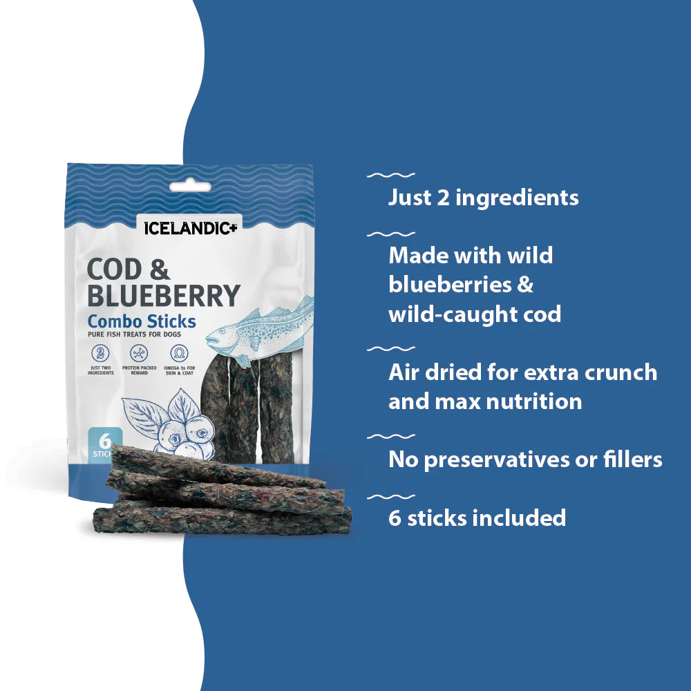 Icelandic+ Cod & Blueberry Combo Sticks For Dogs – The Modern Dog ...