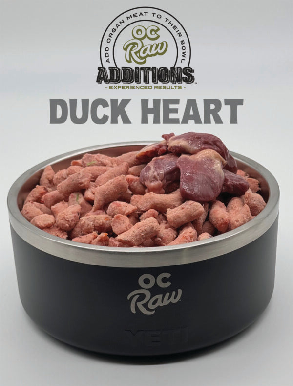 OC Raw Frozen Duck Hearts – The Modern Dog Company Store