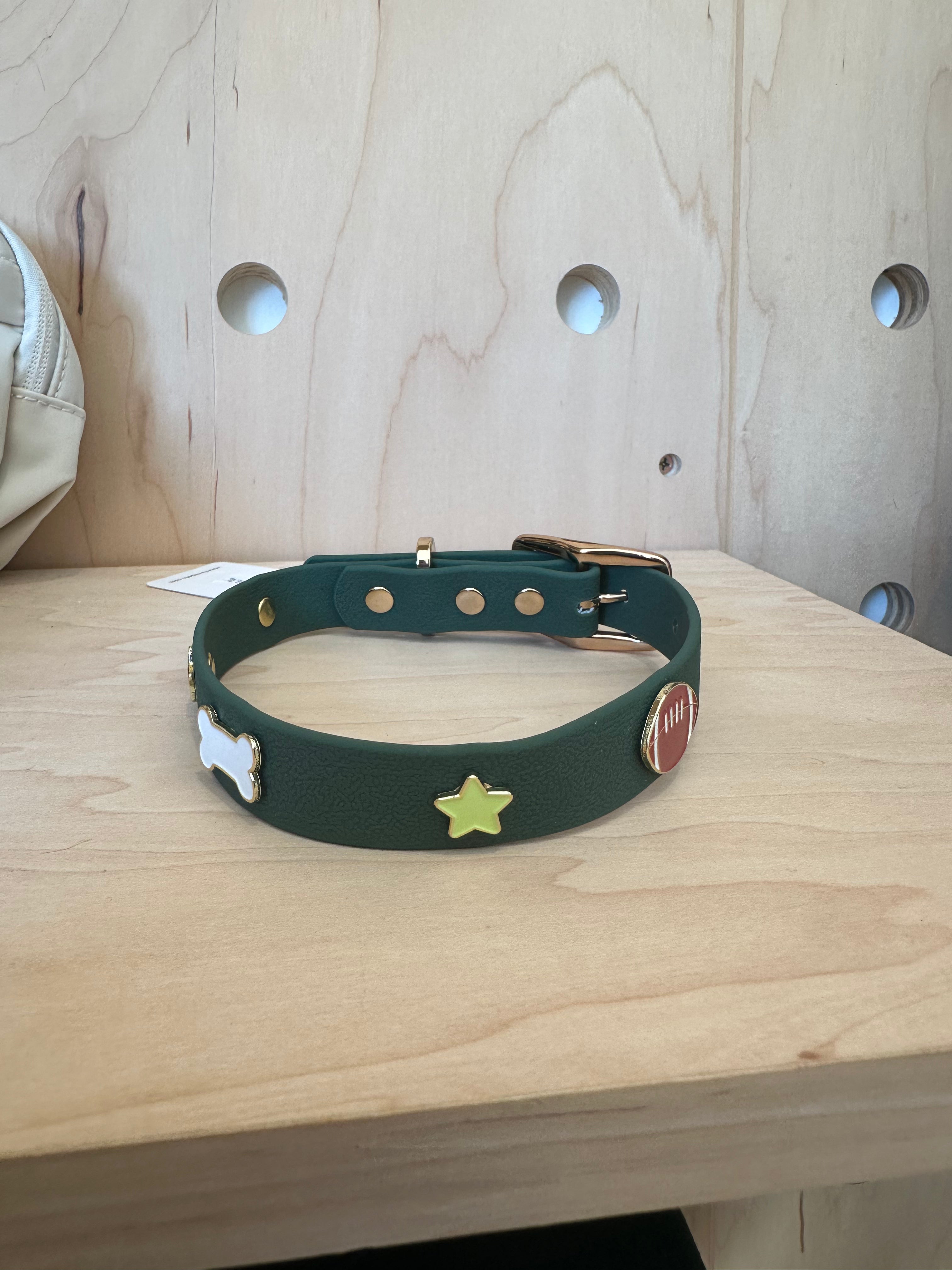 Furei Pets - Football, Bone & Star Custom Collar - Forest Green – The ...